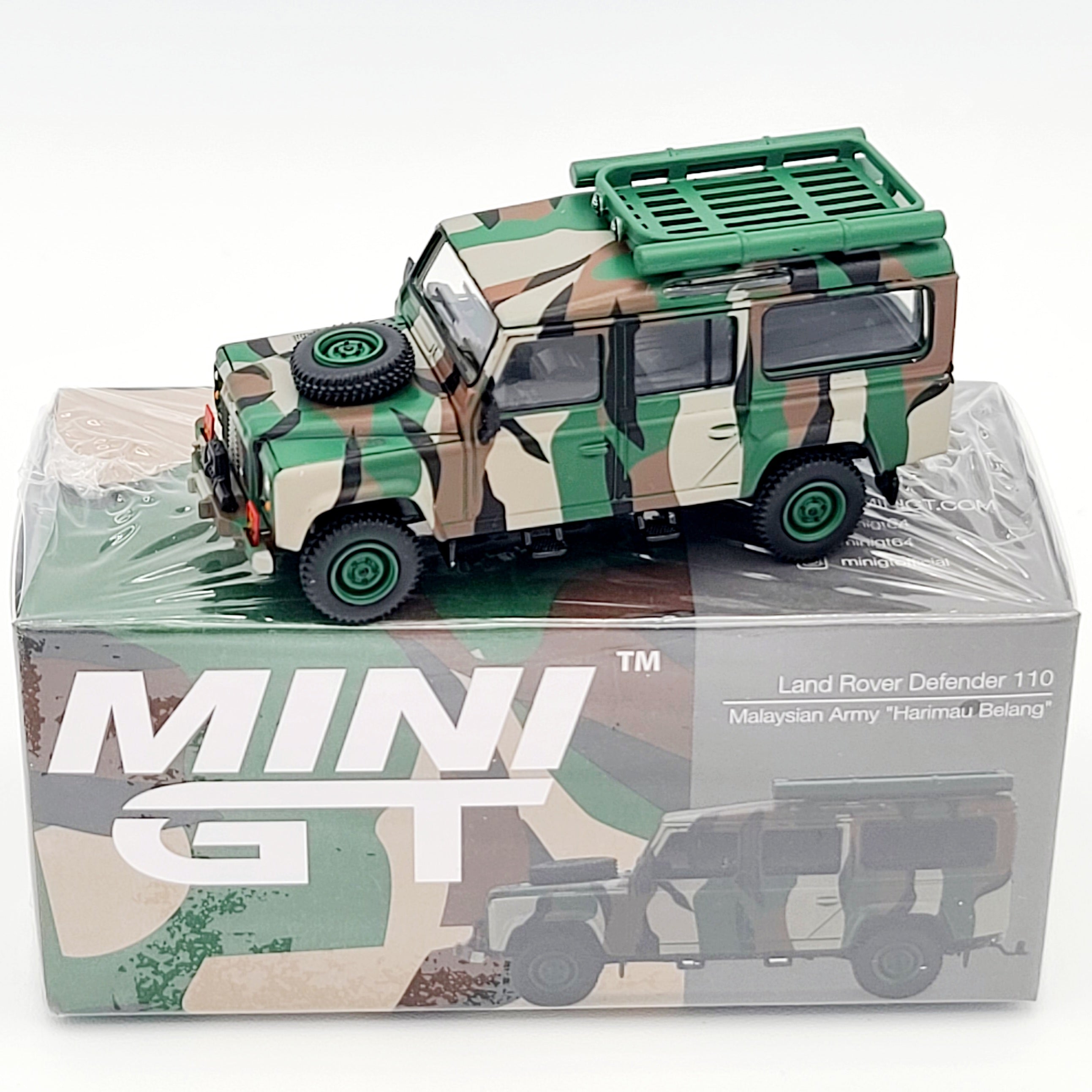Mini GT Land Rover Defender 110 - 1:64, Malaysian Army "Harimau Belang