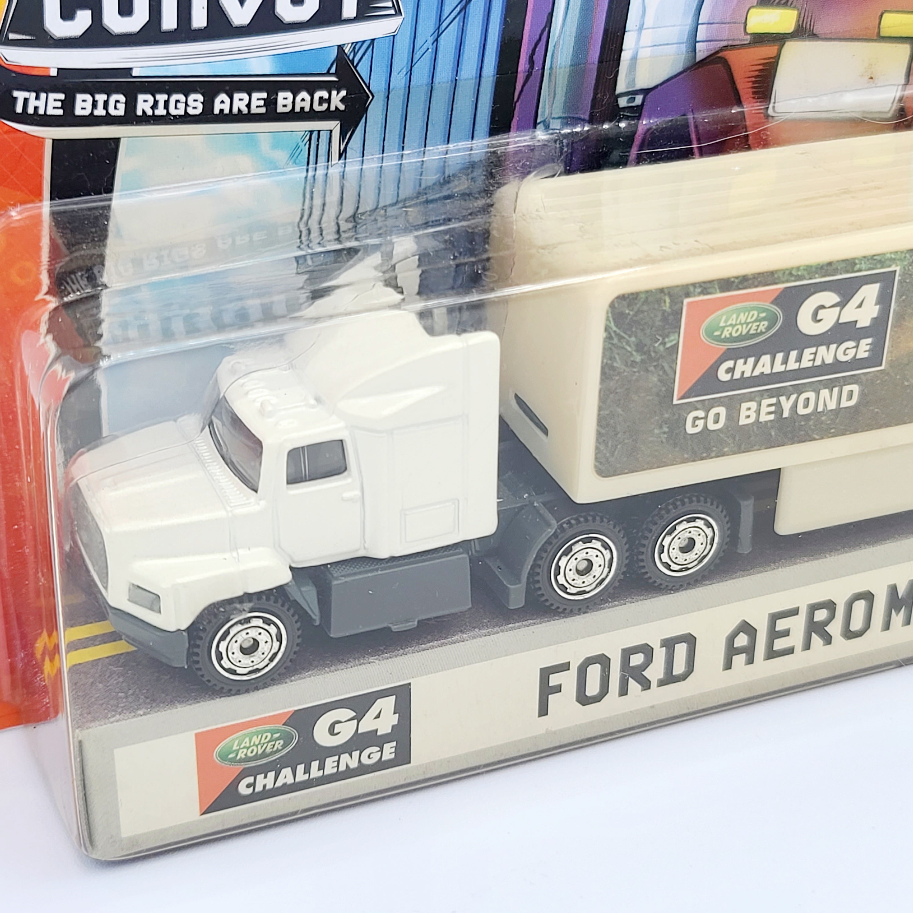 Matchbox Ford Aeromax Tractor Cab w/ Box Trailer "Land Rover G4 Challe